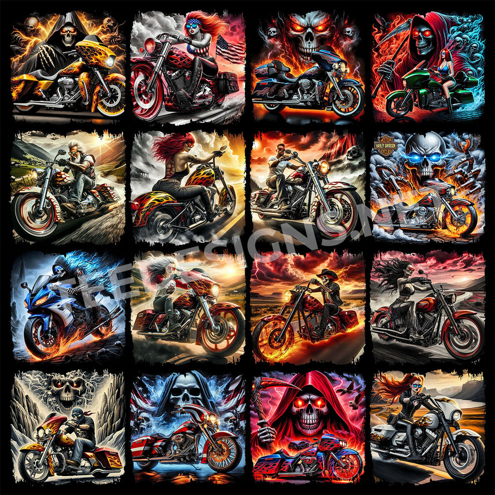 20 Biker Halftone Designs PNG – Tee Designs
