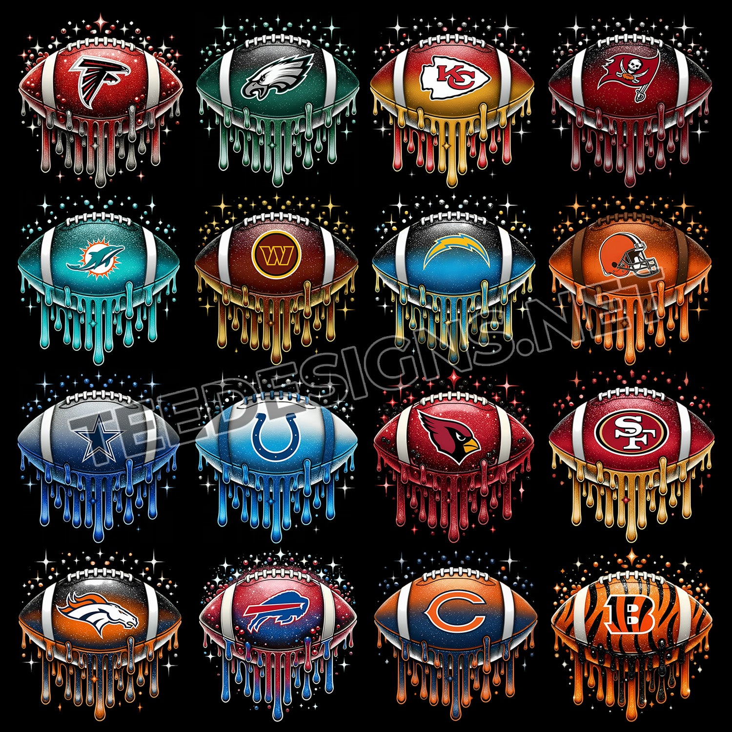 32 Dripping Football NFL Designs PNG – Tee Designs